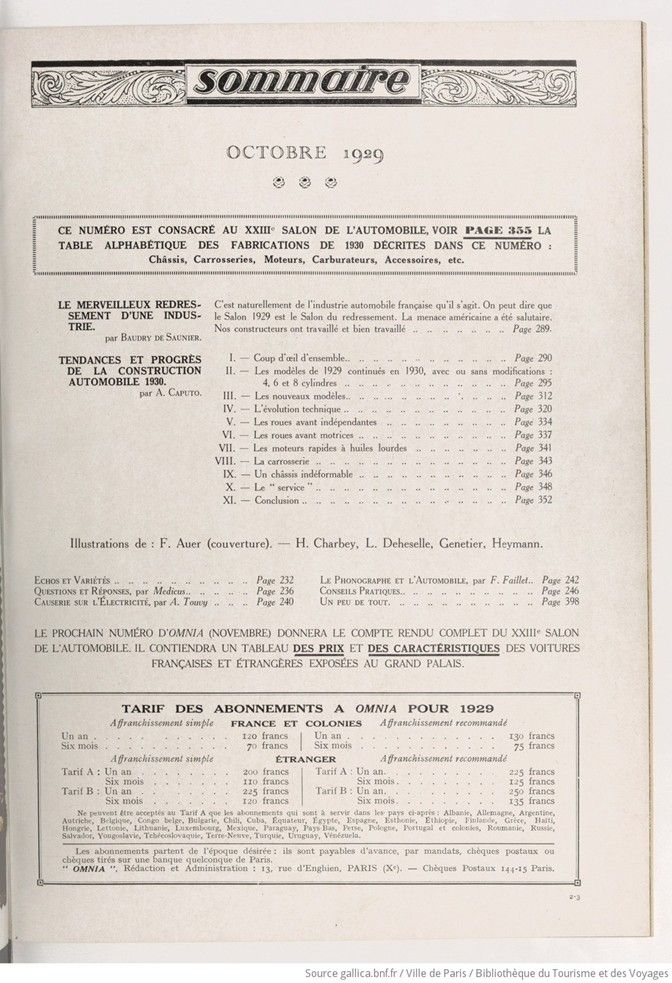 Les Roues avant Motrices, Translation - Omnia - Octobre 1929 - Motor ...
