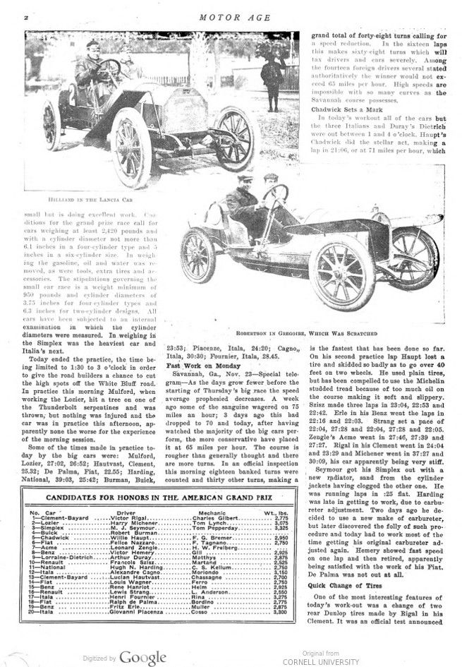 Savannah Ready for Road Carnival - Motor Age - 26 November 1908 - Motor ...
